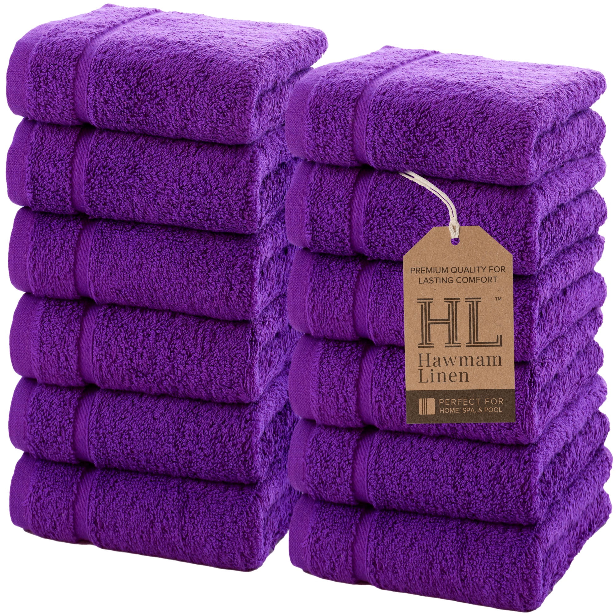 Luxury Cotton Washcloths 13x13 Inch - Large Hotel Spa Bathroom Face ...