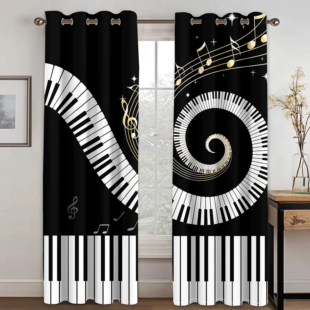 Luxury Creative Red Piano Key Music Note Window Curtain Blinds For ...