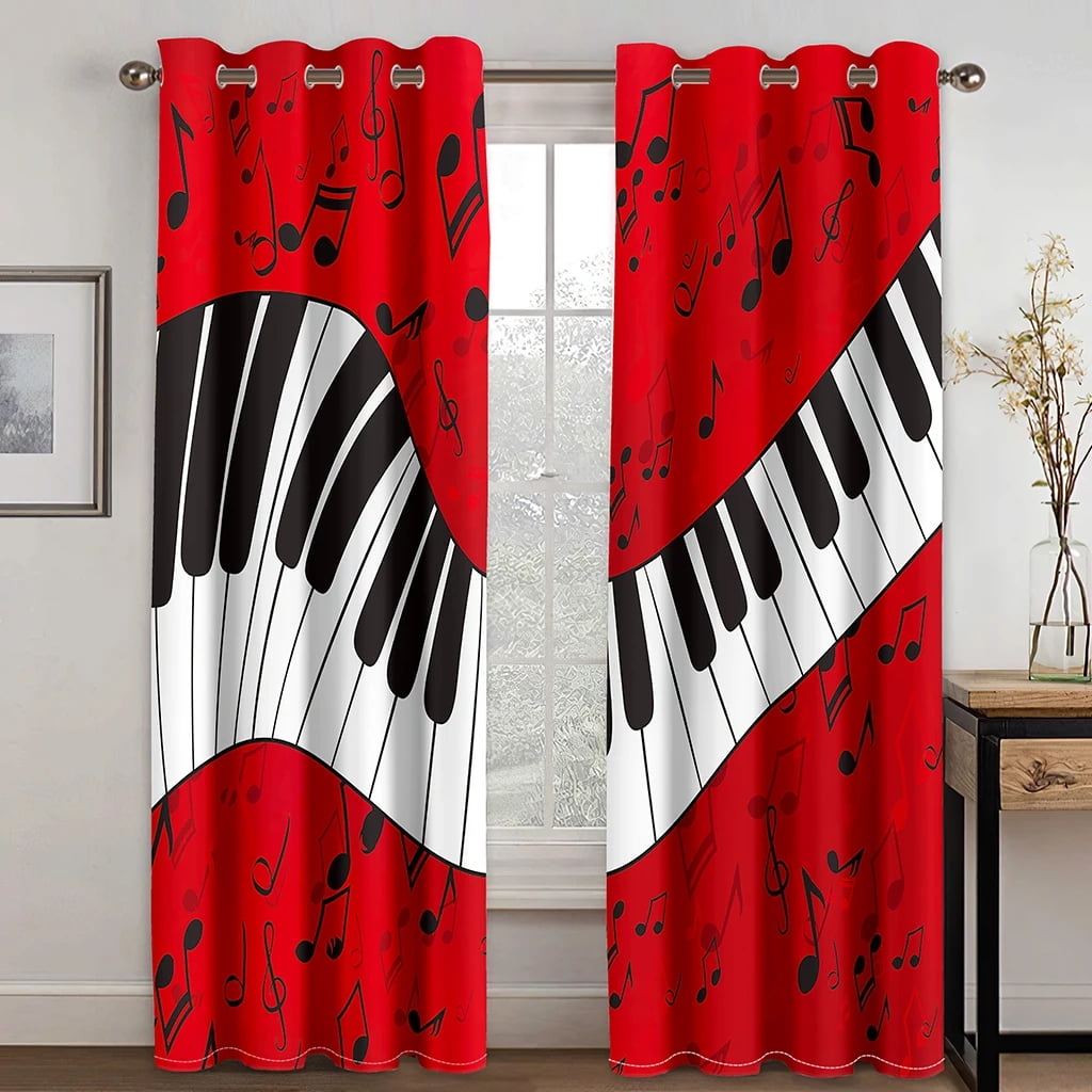 Luxury Creative Red Piano Key Music Note Window Curtain Blinds For ...