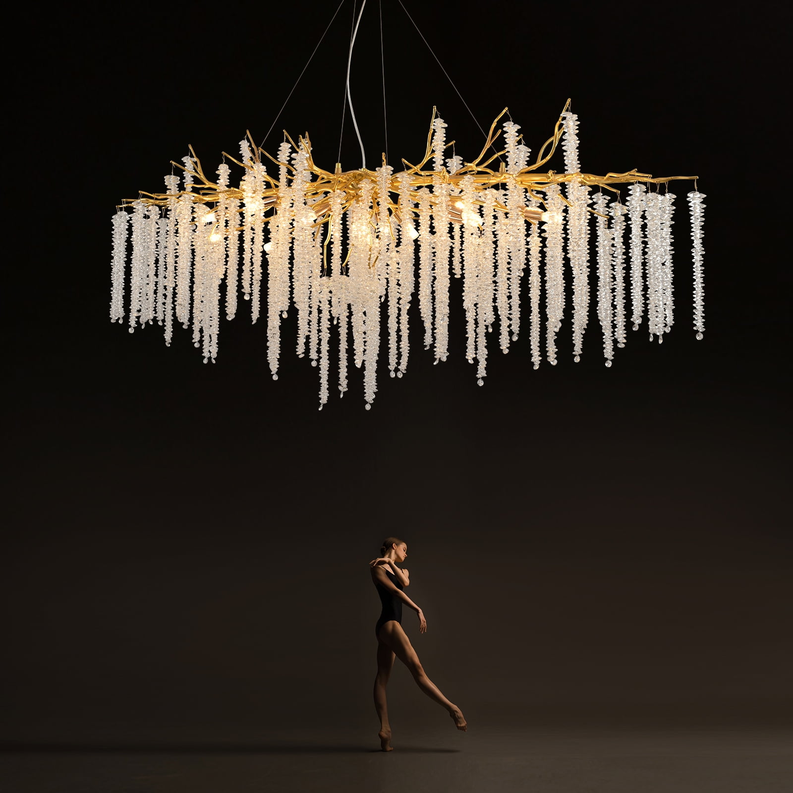 Luxury Crystal Branch Chandelier, L47.24 Inch Large Gold Chandeliers ...