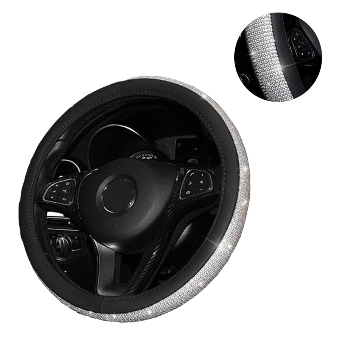 Luxury Crystal Diamond Steering Wheel Cover, Rhinestone Bling Soft ...