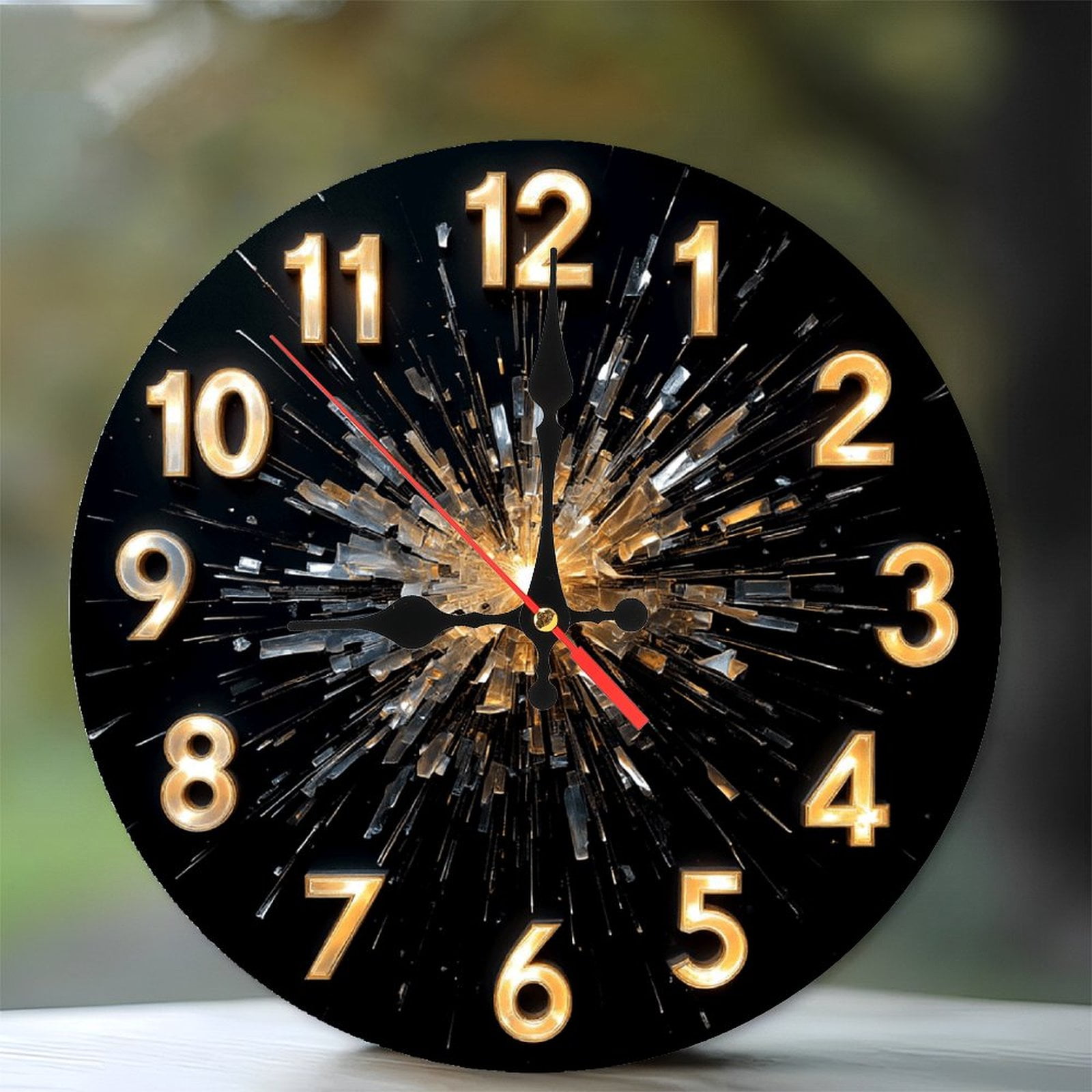 Luxury Crystal Wall Clock Decor for Living Room 10-Inch Silent Wooden ...