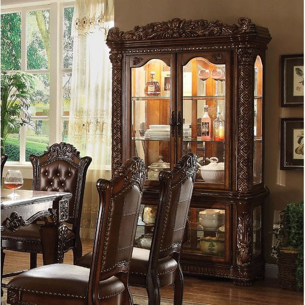 Luxury Curio Cabinet Cherry Vendome-62023 Carved Wood Acme Victorian ...