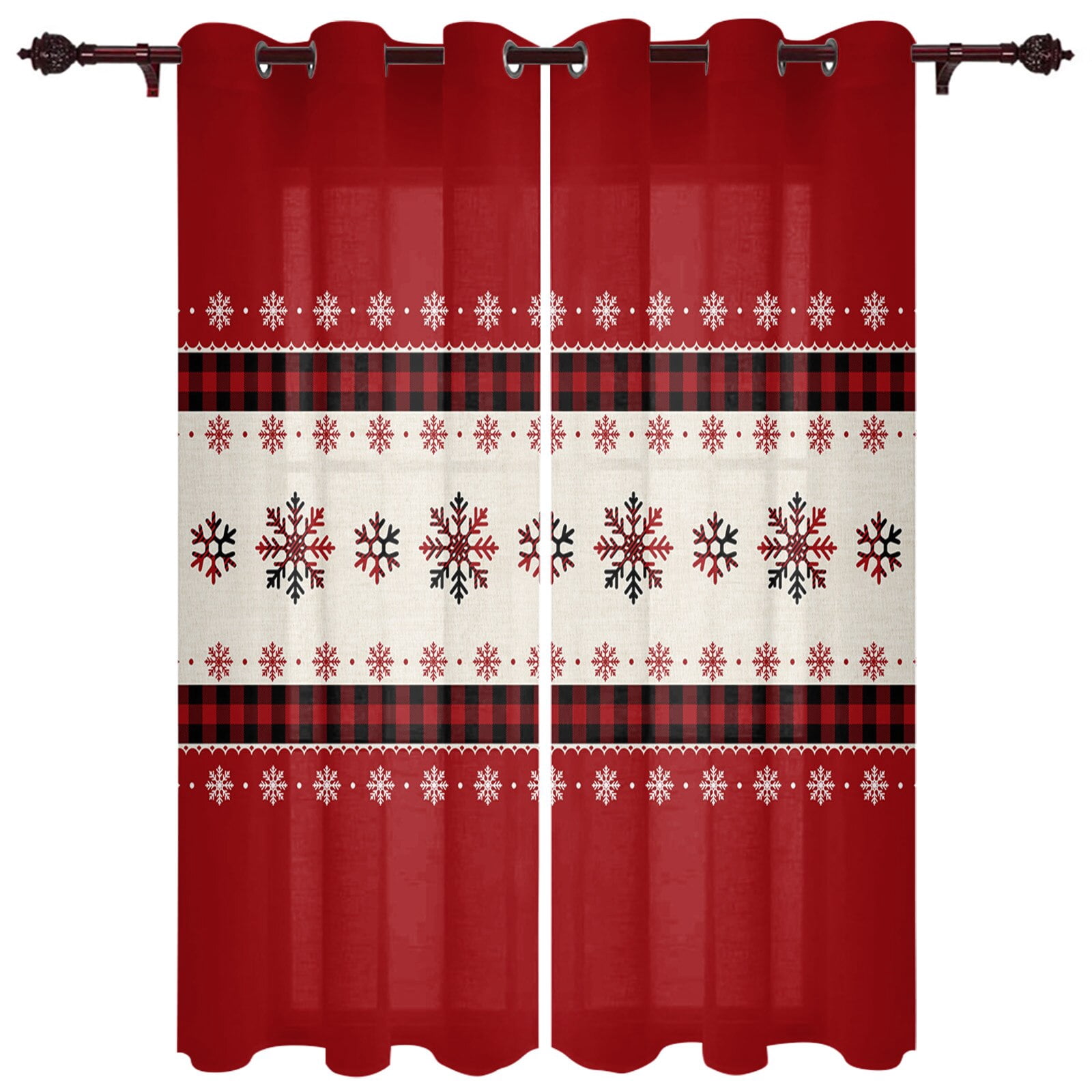 Luxury Curtains Santa Claus Belt Red Balcony Curtain For Living Room ...