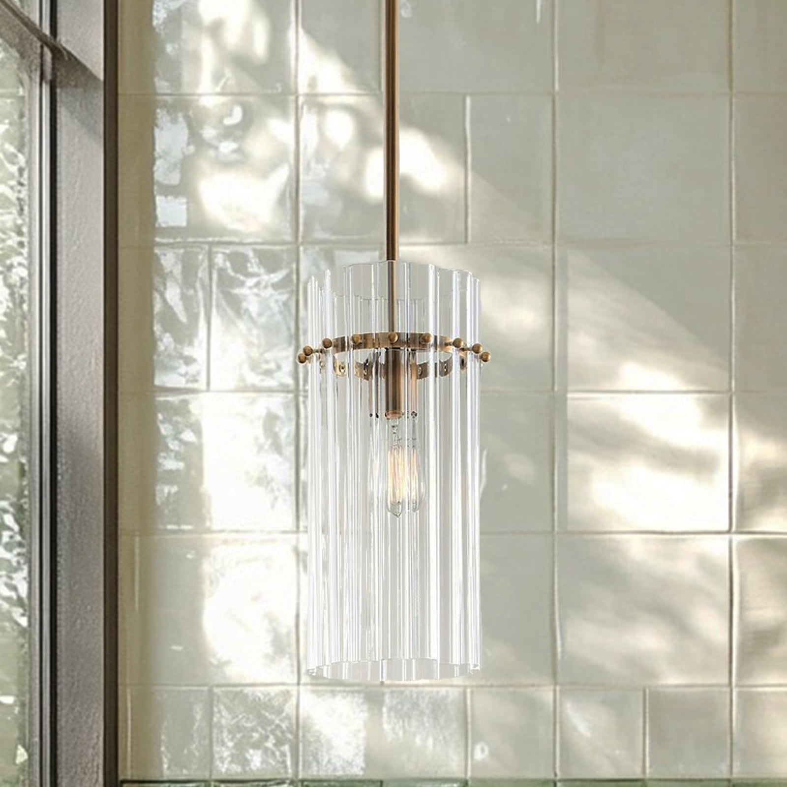 Luxury Cylinder Antique Brass Metal with Crystal Pendant, Unique ...