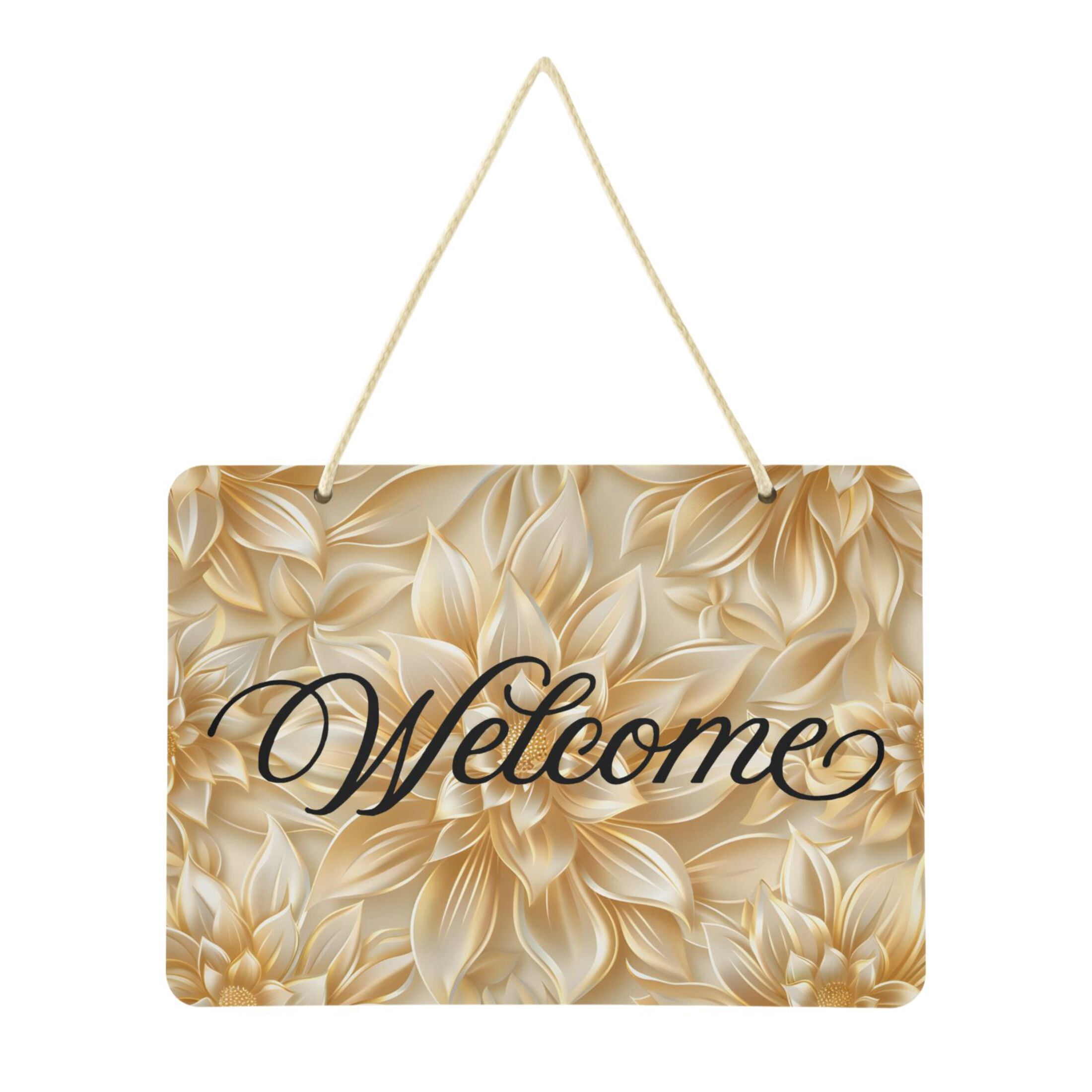 Luxury Dahlia Flower Welcome Sign Front Door PVC 14x10 inch Hanger ...