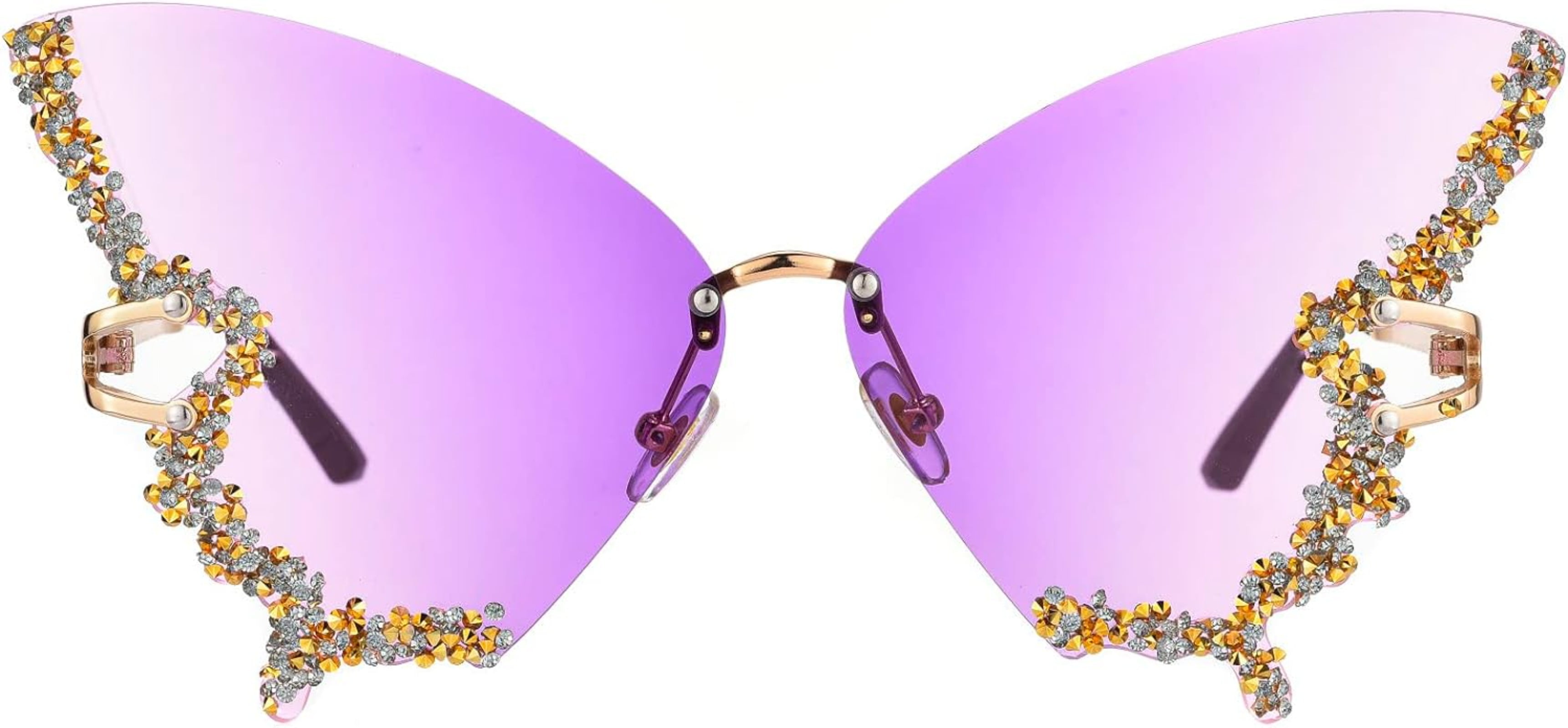 Luxury Diamond Butterfly Sunglasses Women Vintage Rimless Oversized ...
