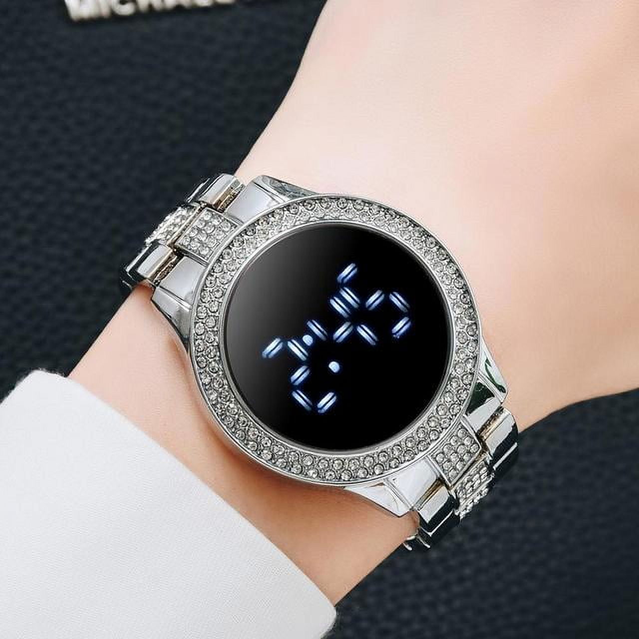 Luxury Digital Magnet Watches For Women Rose Gold Stainless Steel Dress ...