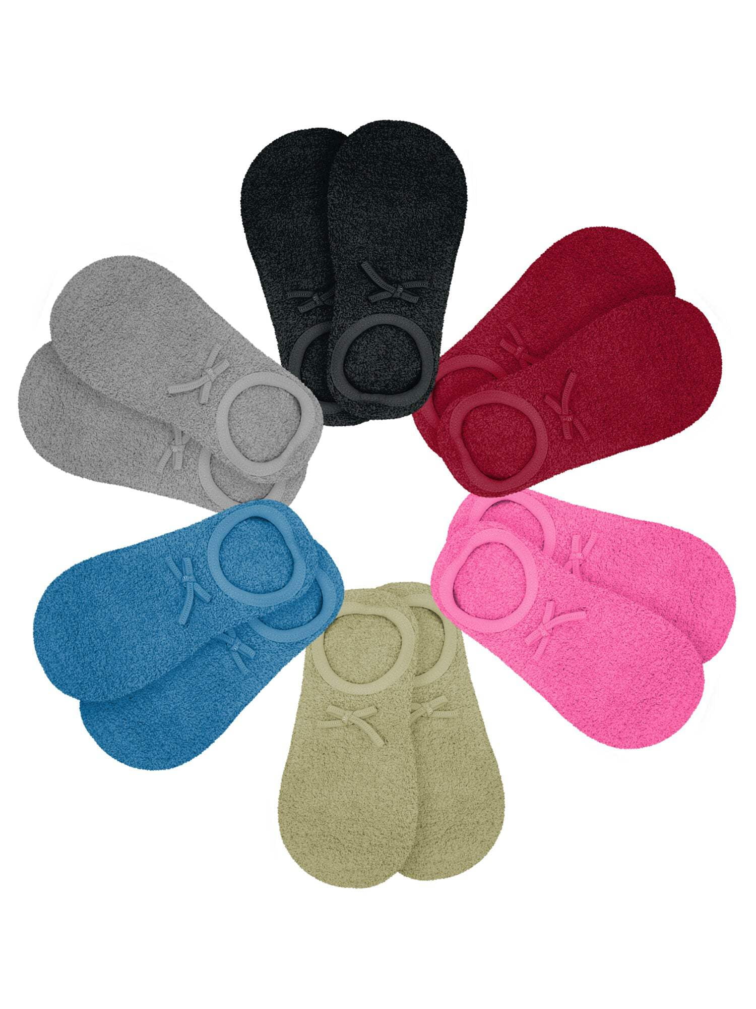 Luxury Divas Colorful Ballet Slipper Non-Slip Fuzzy Socks 6-Pack ...