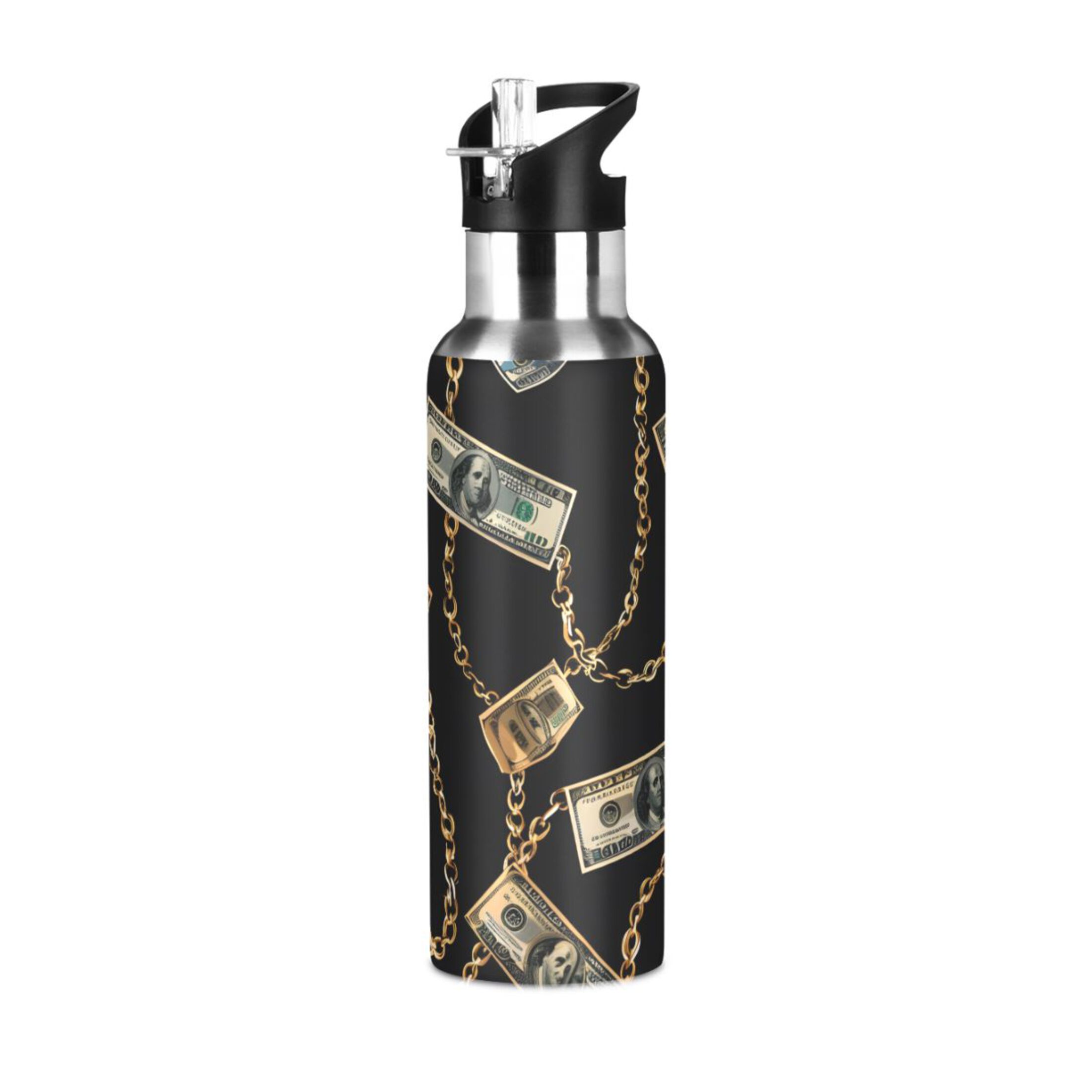 Luxury Dollar Bill Chain Stainless Steel Water Bottle 34oz/1000ml ...