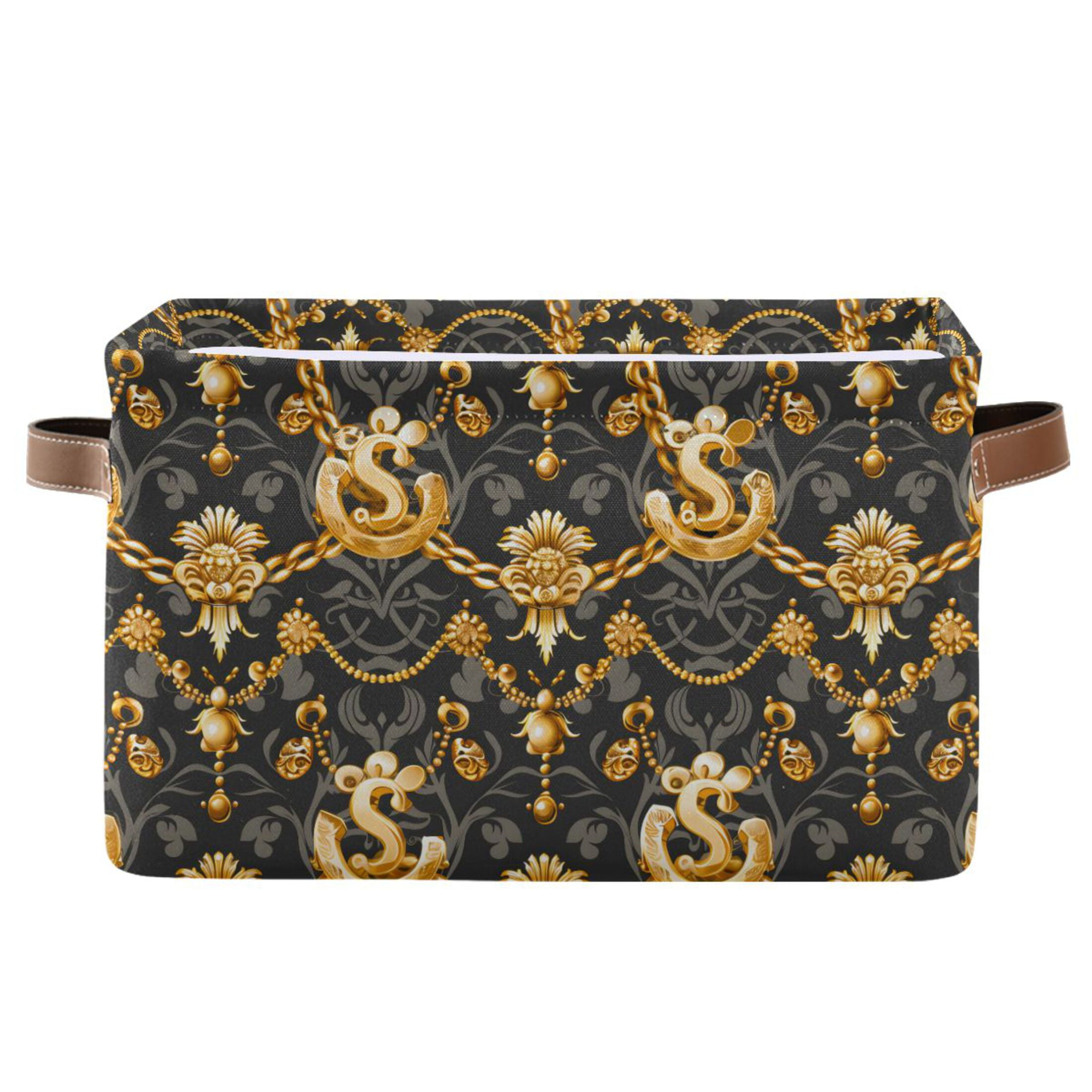 Luxury Dollar Chain Storage Bins with Handle Fabric Organizer Basket ...