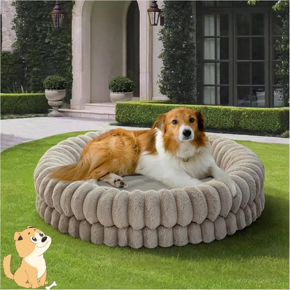 Luxury Donut Dog Bed, 36 Inches Round Dog Beds Large Sized Dogs ...