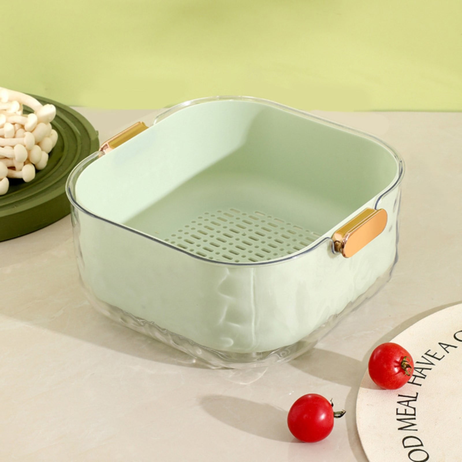 Luxury Double Layered Drain Basket Green Medium,Kitchen Drain Rack，Gn2 ...