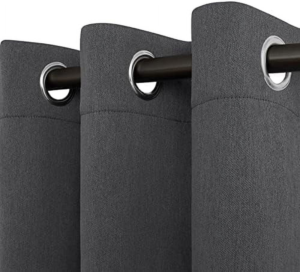 Luxury Double Linen Blackout Curtain 84 Inch Length Grommet Window ...