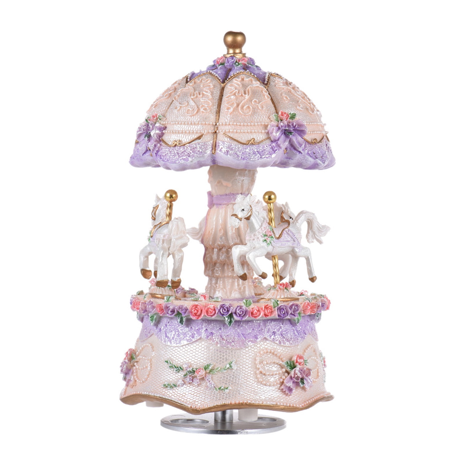 Luxury Dream 3-Horse Rotating Carousel Merry-go-round Windup Music ...