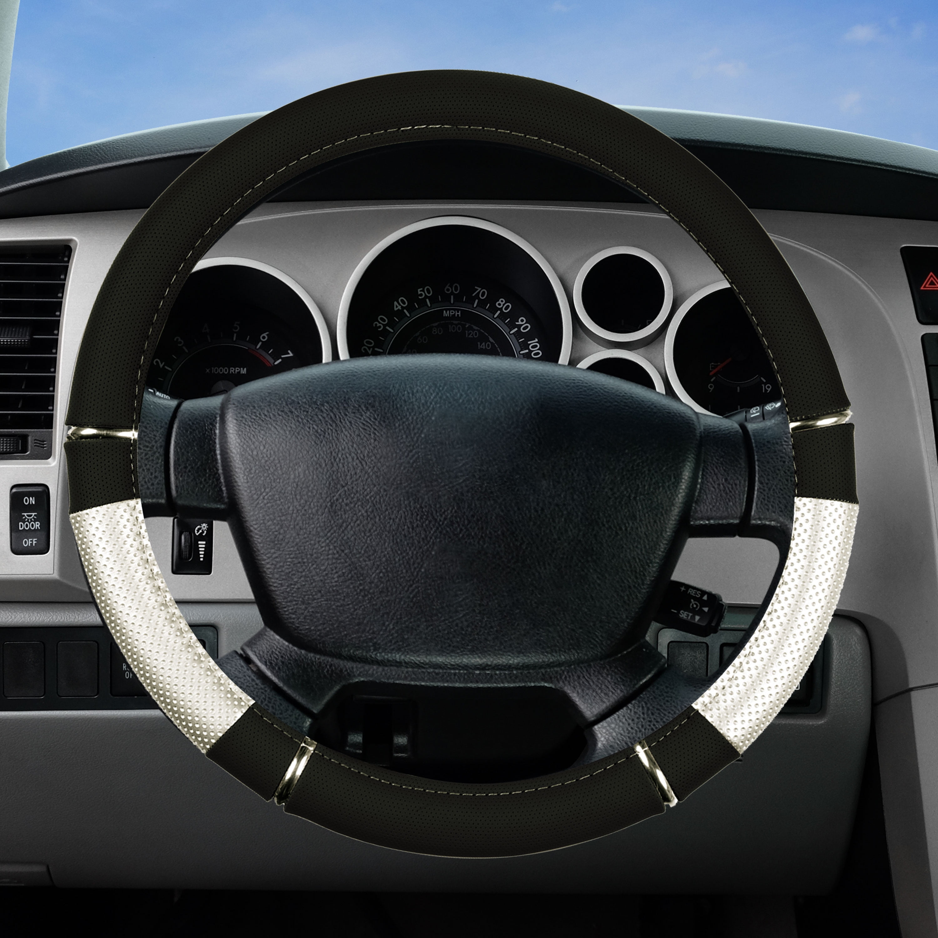 Luxury Driver Steering Wheel Cover Silver Grip Black - Walmart.com