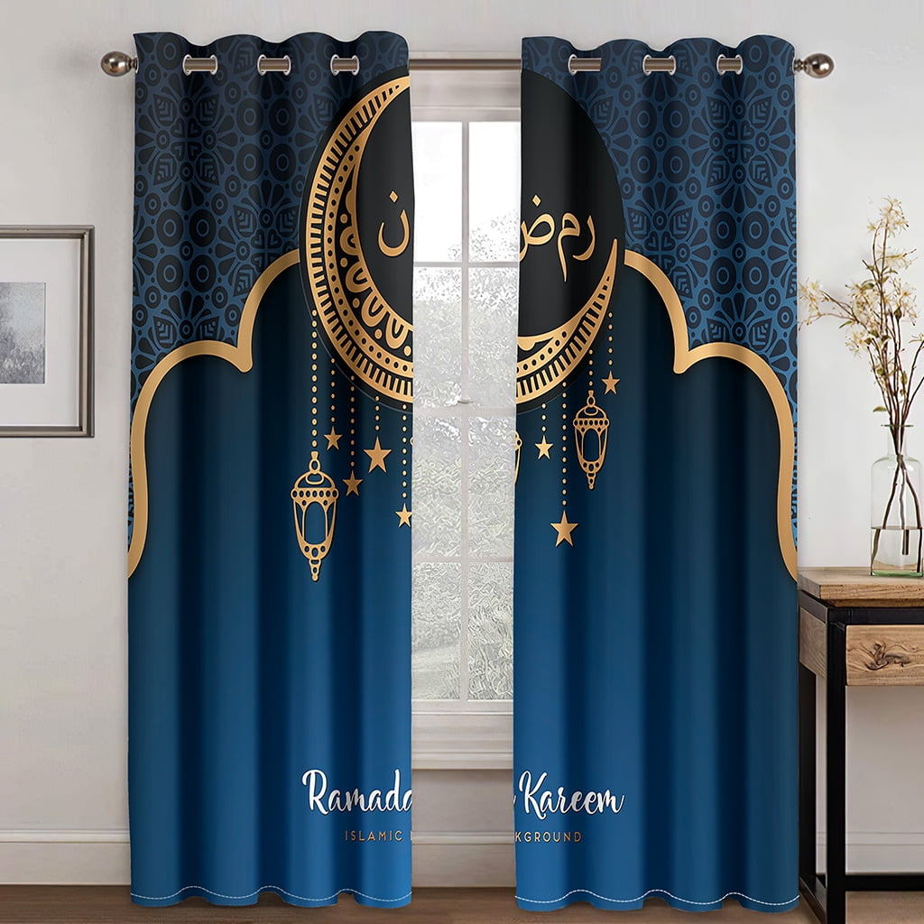 Luxury Eid Ramadan Thin Drapes Curtains 2 Panels Islamic Traditional ...