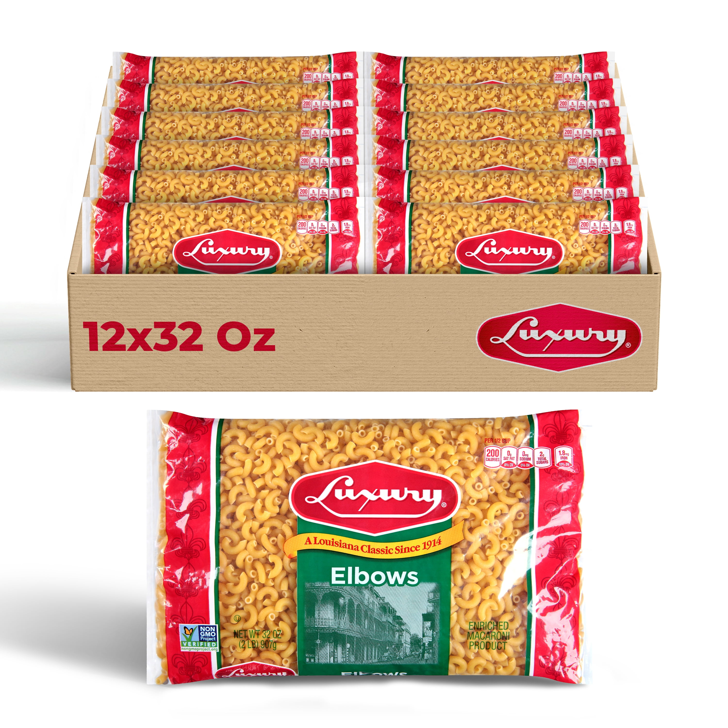 Luxury Elbow Macaroni, 12-Pack (32 oz Each) – Wheat Pasta for Mac ...