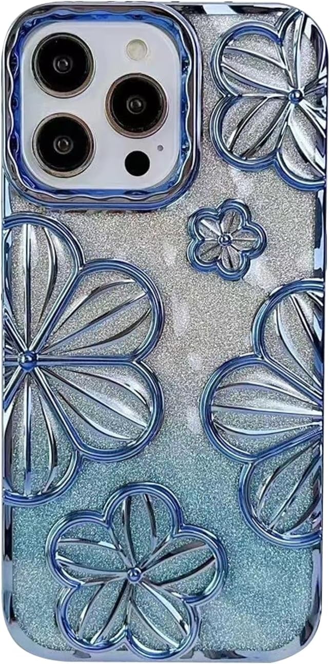 Luxury Electroplated Flower Glitter Transparent Silicone Shockproof ...