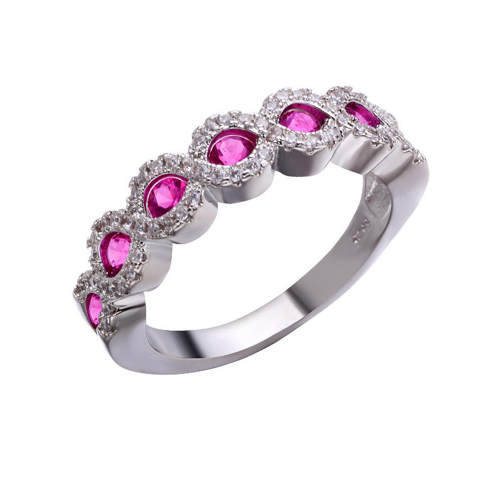 Luxury Emerald Zircon Full Diamond Micro-Inlaid Ruby Ring - Walmart.com