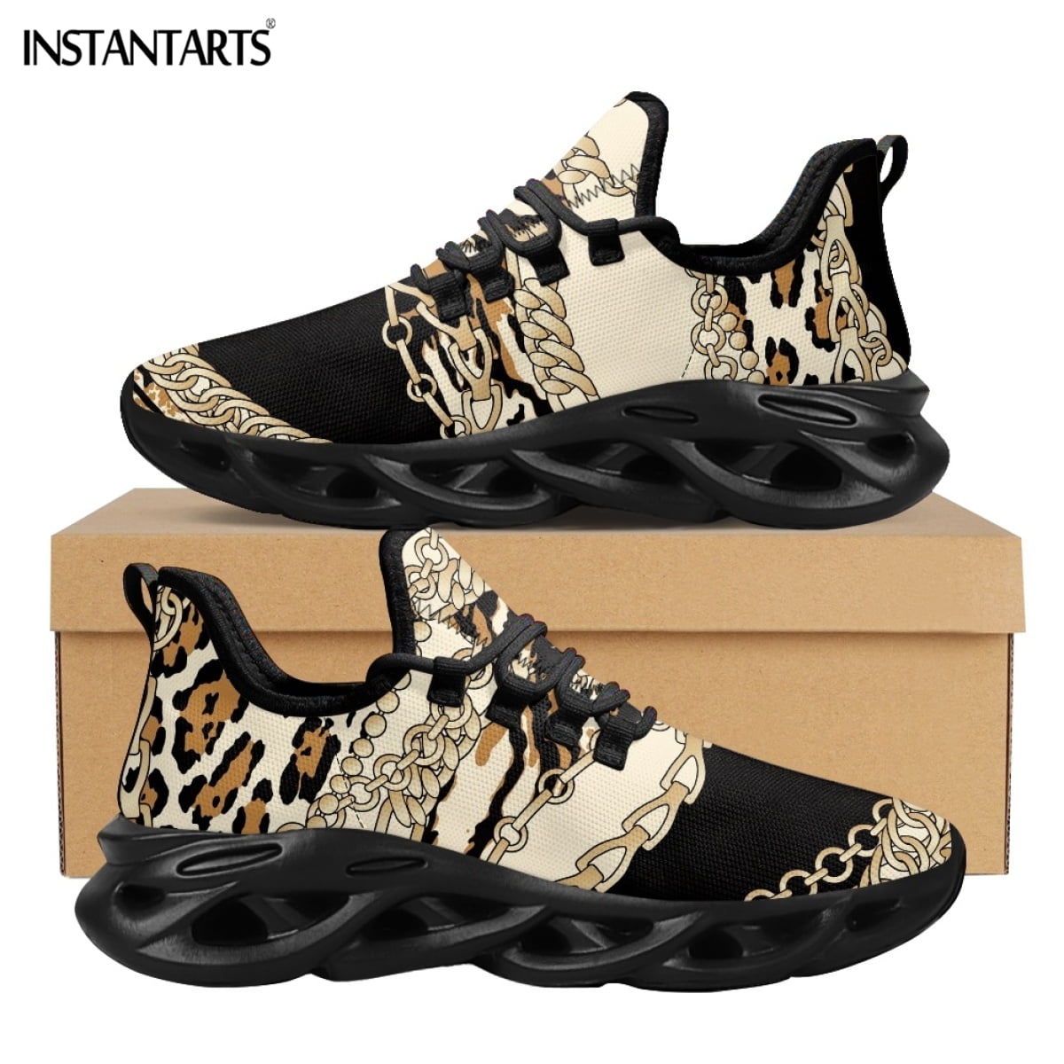 Luxury European Baroque Design Women Lace-up Casual Sneakers Gold Chian ...