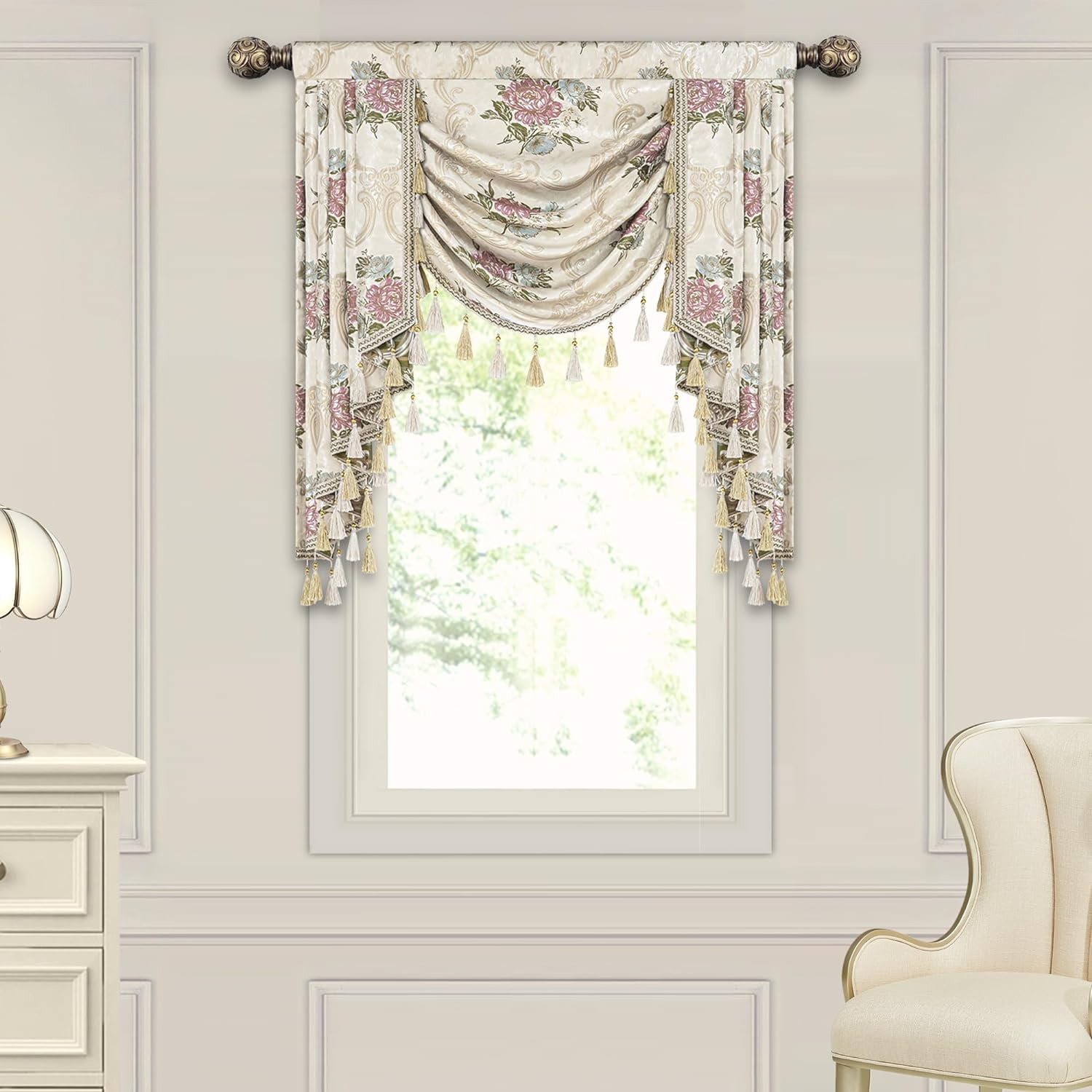 Luxury European Waterfall Valance for Living Room Bedroom, Elegant ...