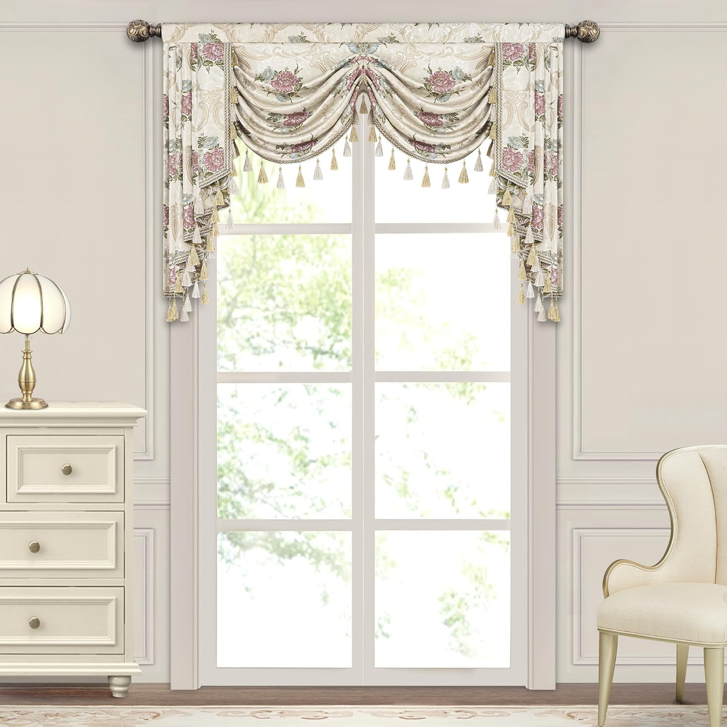 Luxury European Waterfall Valance for Living Room Bedroom, Elegant ...
