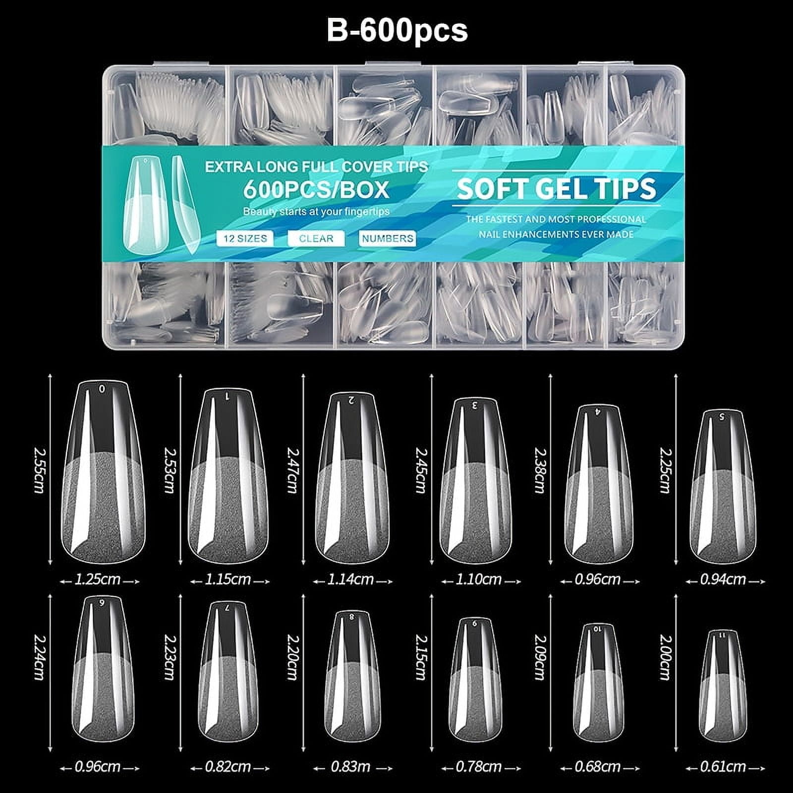 Luxury False Nail Tips Soft Gel Fingertip Semi-matte Capsules Almond ...