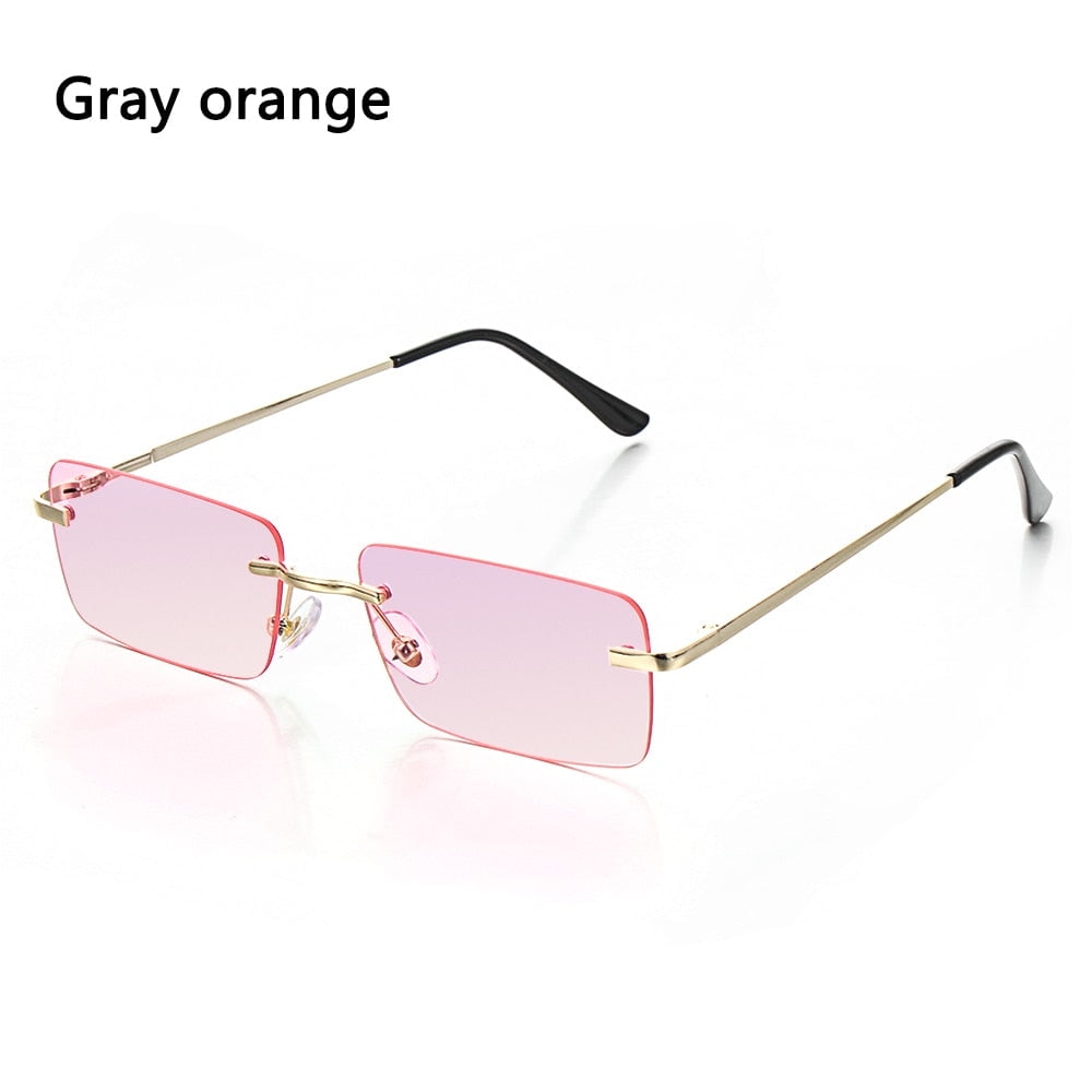Luxury Fashion Rectangle Rimless Women Sunglasses Unisex Retro Gradient ...