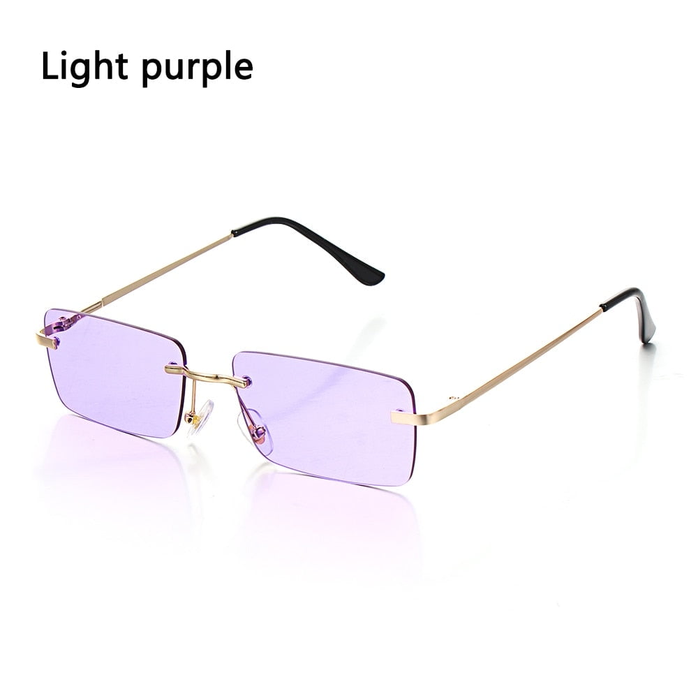 Luxury Fashion Rectangle Rimless Women Sunglasses Unisex Retro Gradient ...