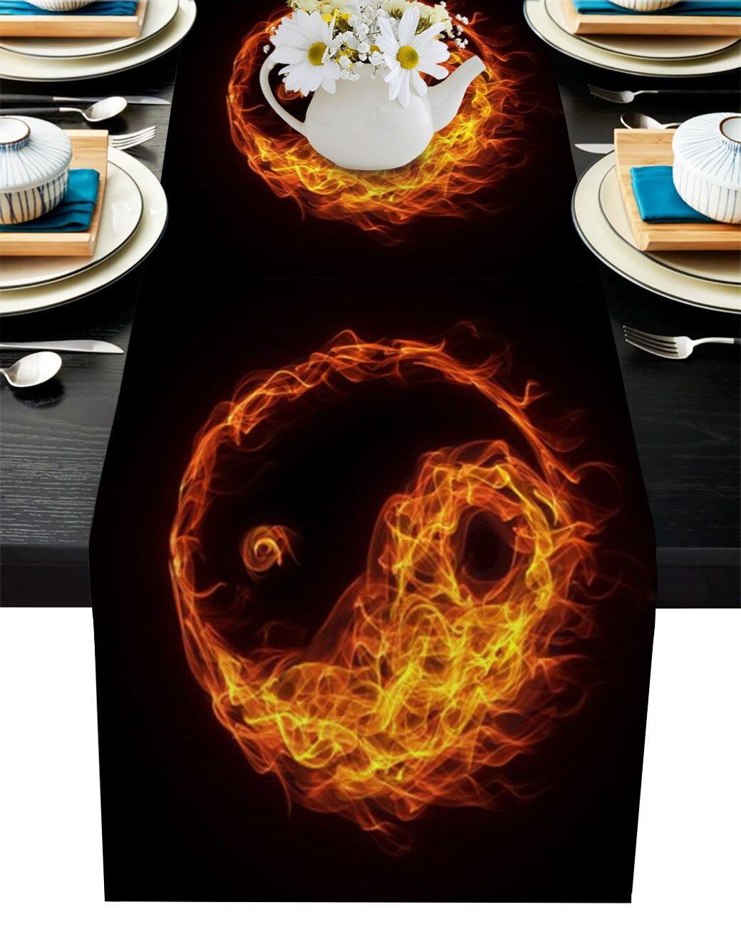 Luxury Fashion Table Runner Pattern Golden Oriental Red Tablecloth ...