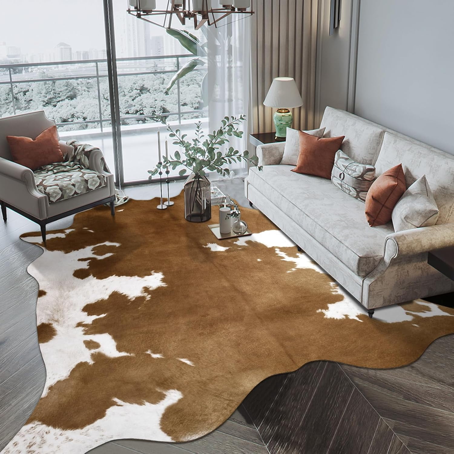 Luxury Faux Cowhide Rug 3x4 Ft - Western Cow Print Area Rugs for Living ...