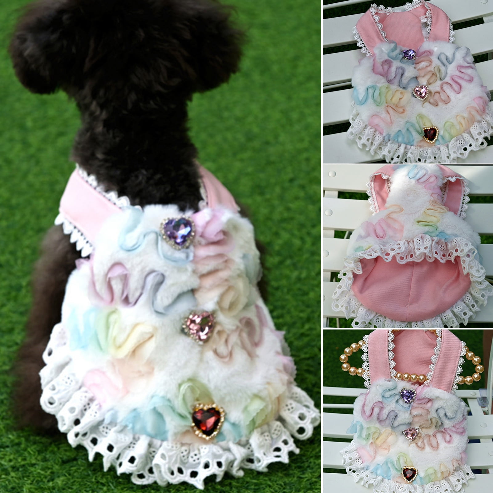 Luxury Faux Fur Dog Dress, Thermal Pet Coat, Dog Winter Clothes for ...
