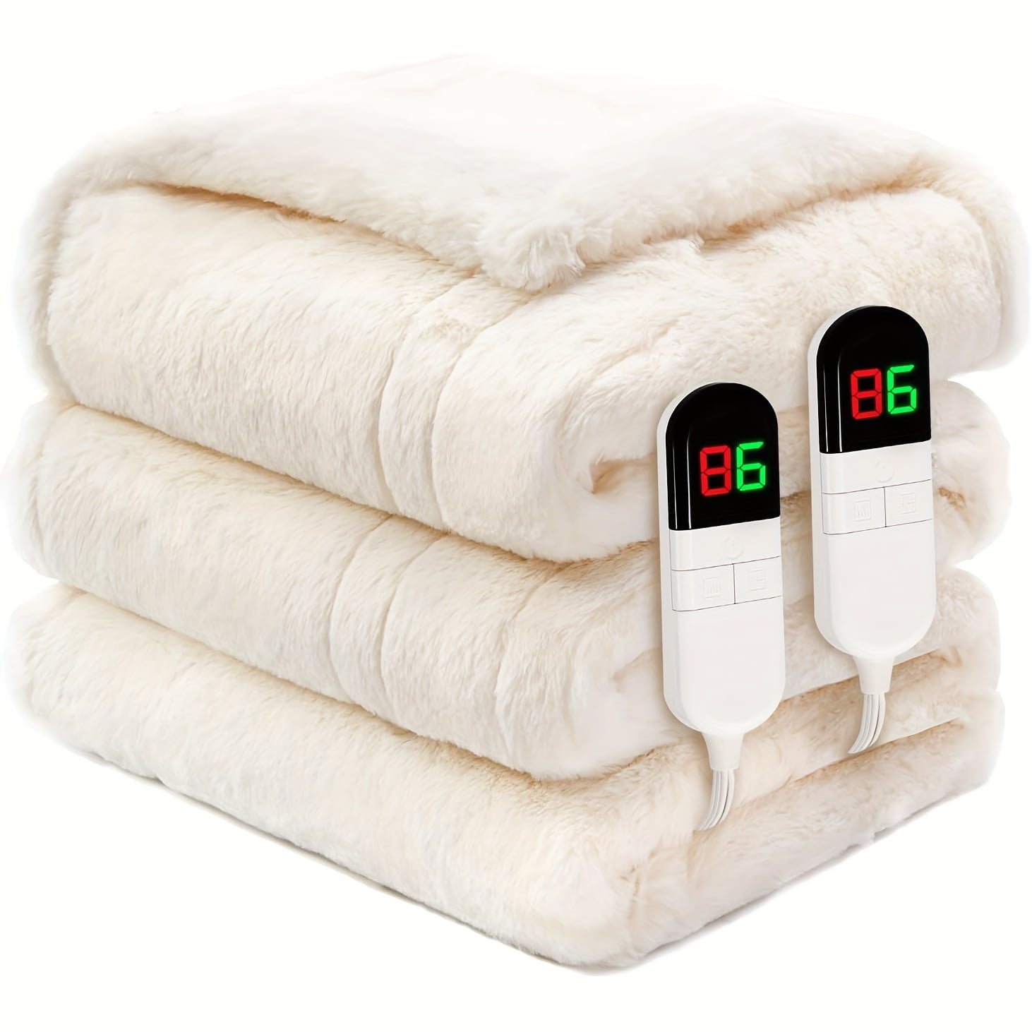 Luxury Faux Fur Electric Blanket - 8 Heat Settings, Overheat Protection ...