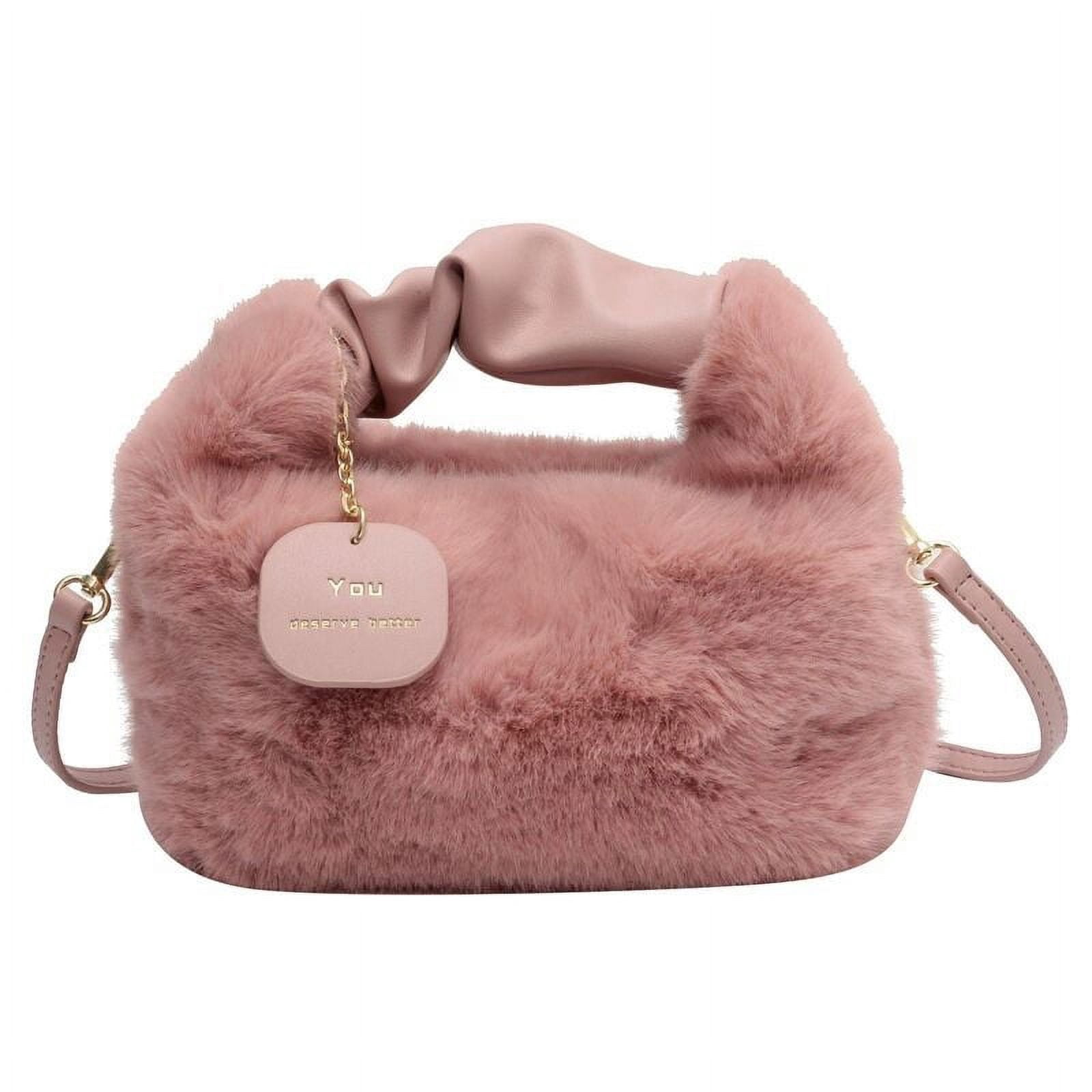 Luxury Faux Fur Ladies Shoulder Bags Soft Plush Female Evening Clutch ...