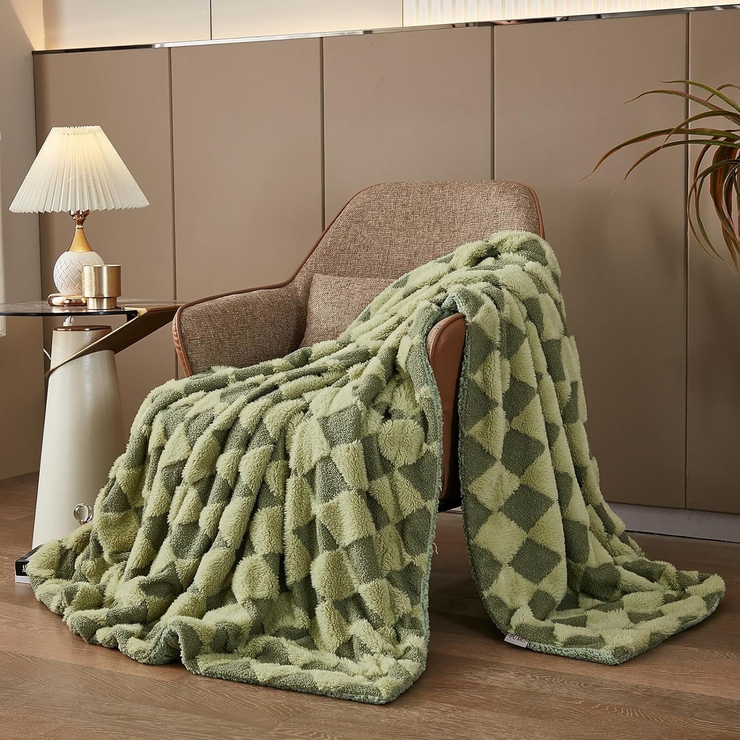 Luxury Faux Fur Rabbit Fur Throw Blanket Sage Green 90"x80",Plush ...