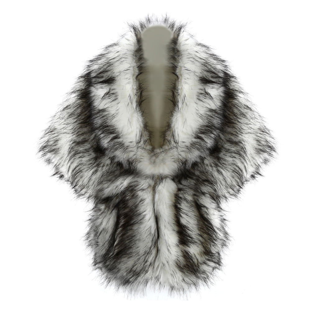 Luxury Faux Fur Shawl Cape, Women's Mink & Rabbit Hair Style Long ...