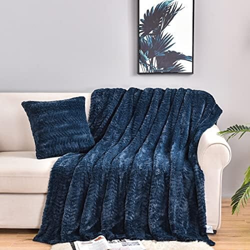 Luxury Faux Fur Throw Blanket(Without Pillows) 2 Layers,3lb,All Ages ...