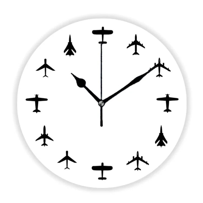 Luxury Faux Gold Minimalist Aviation Aircraft Large Wall Clock for ...