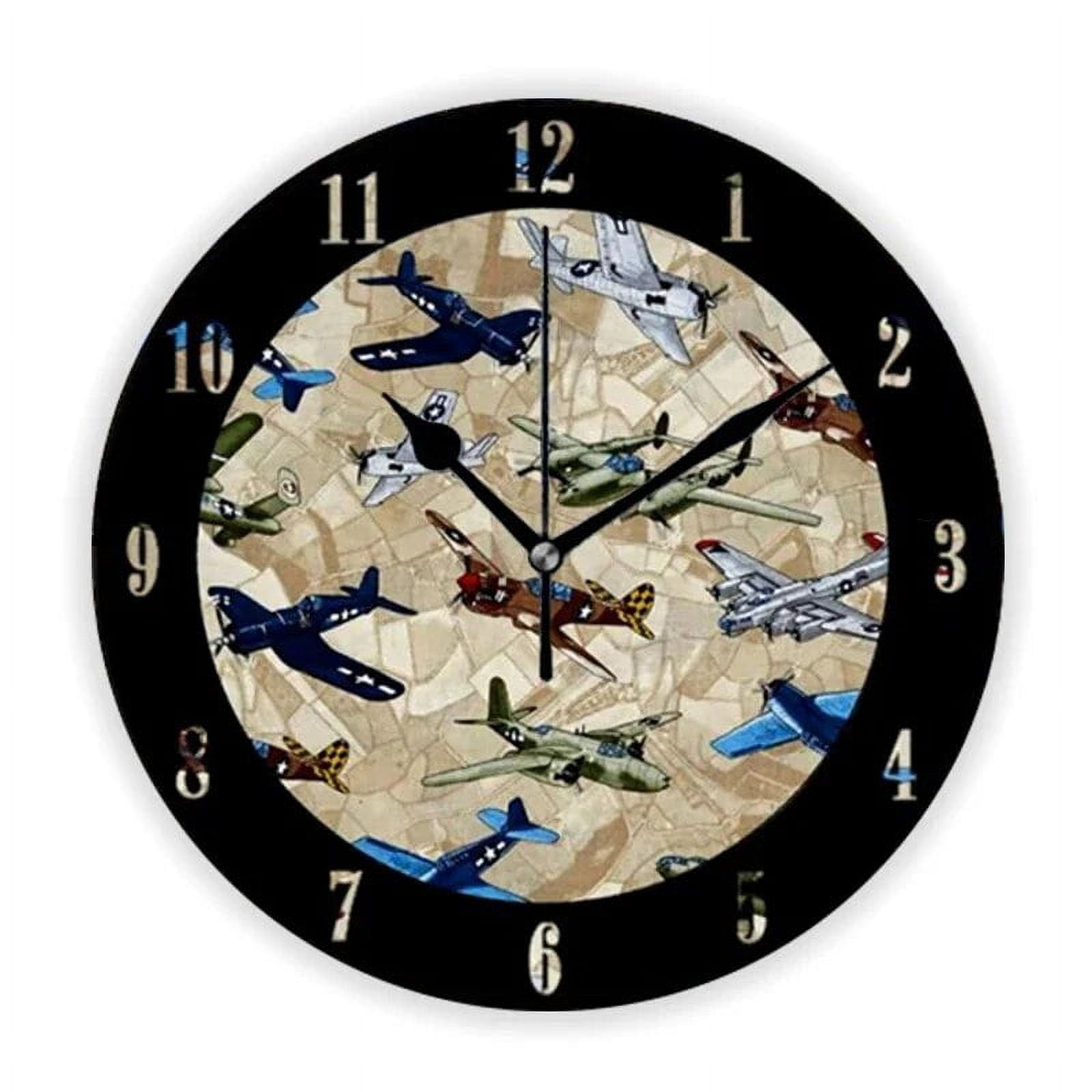 Luxury Faux Gold Minimalist Aviation Aircraft Large Wall Clock for ...