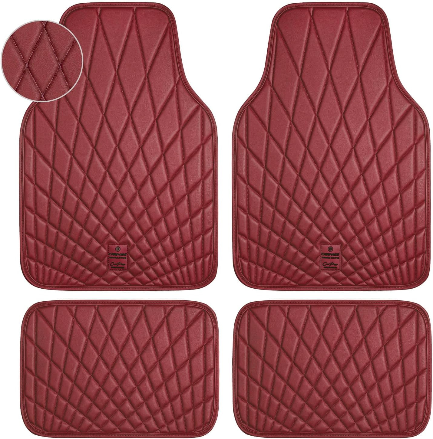 Luxury Faux Leather Floor Mats for Cars, Waterproof All Weather Car ...