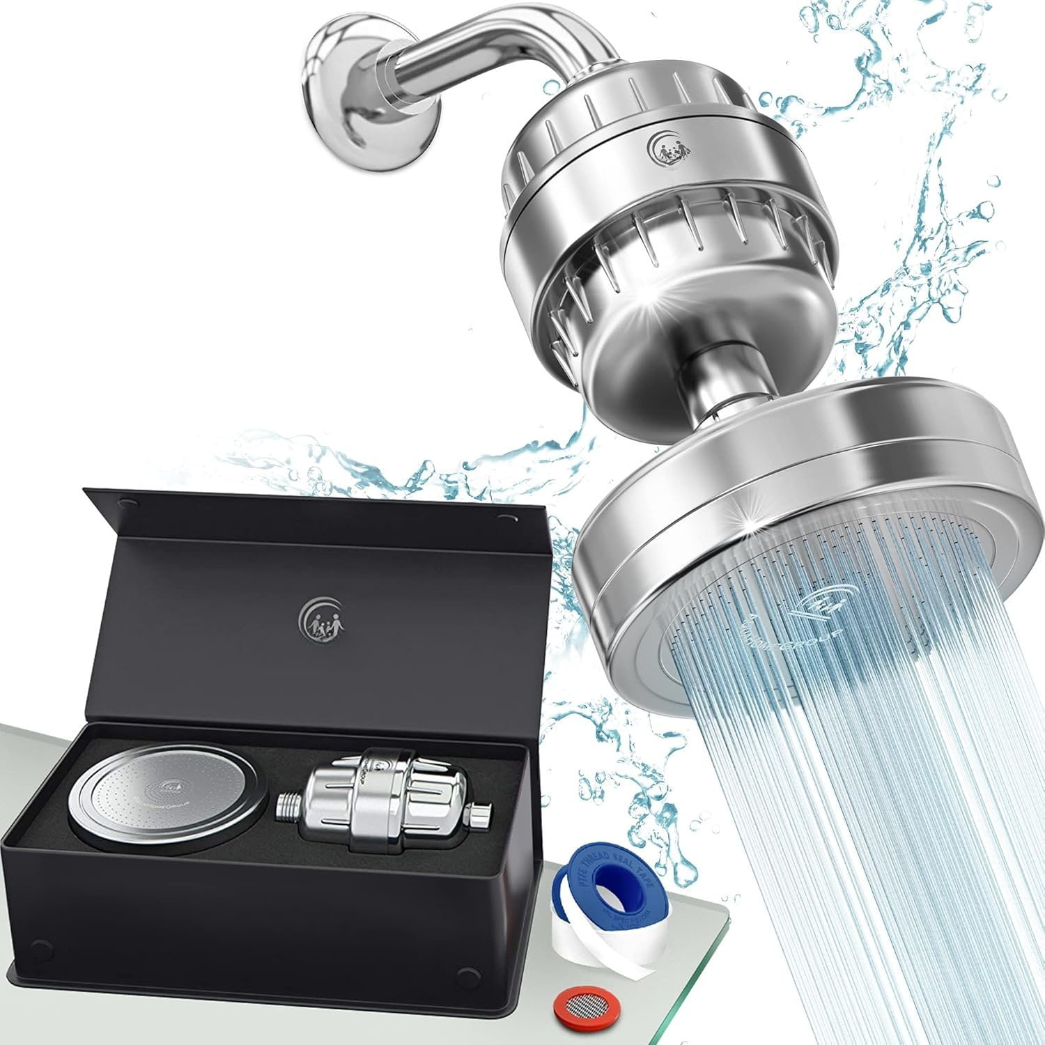 Luxury Filtered Shower Set 20+3 Stage Shower Filter for Hard Water Removes Chlorine and Harmful ...