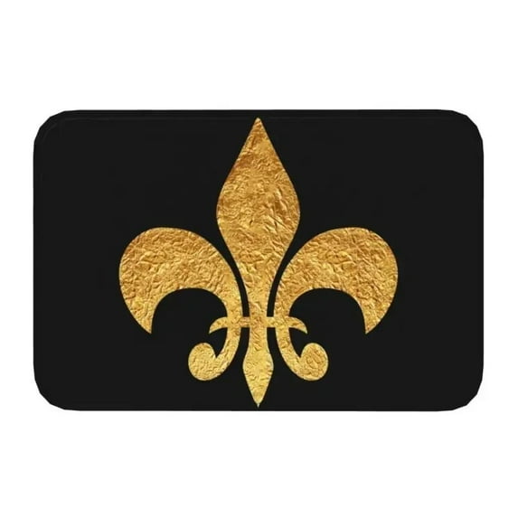 Luxury Fleur De Lis Black And Gold Front Door Mat Indoor Lily Flower ...