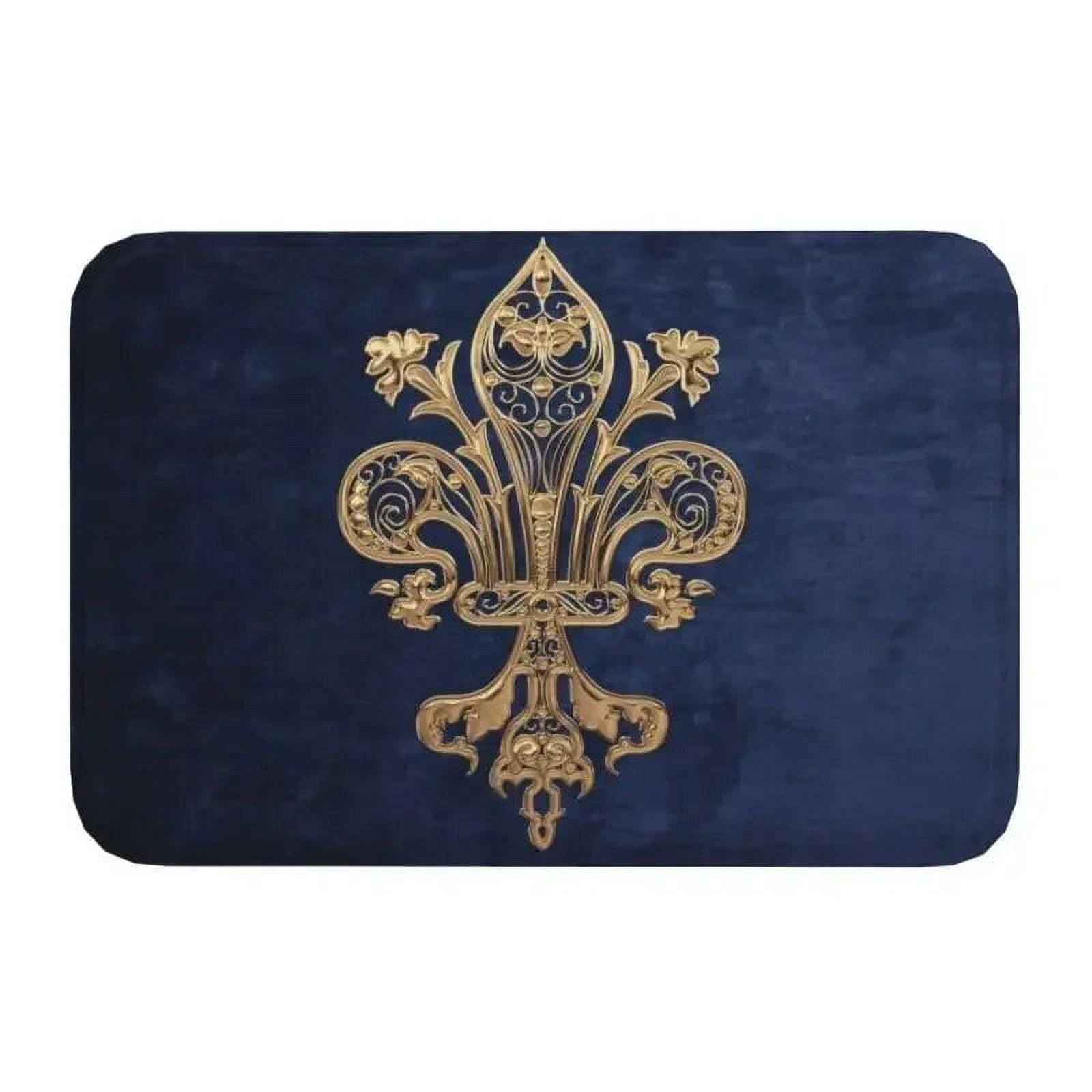Luxury Fleur De Lis Black And Gold Front Door Mat Indoor Lily Flower ...
