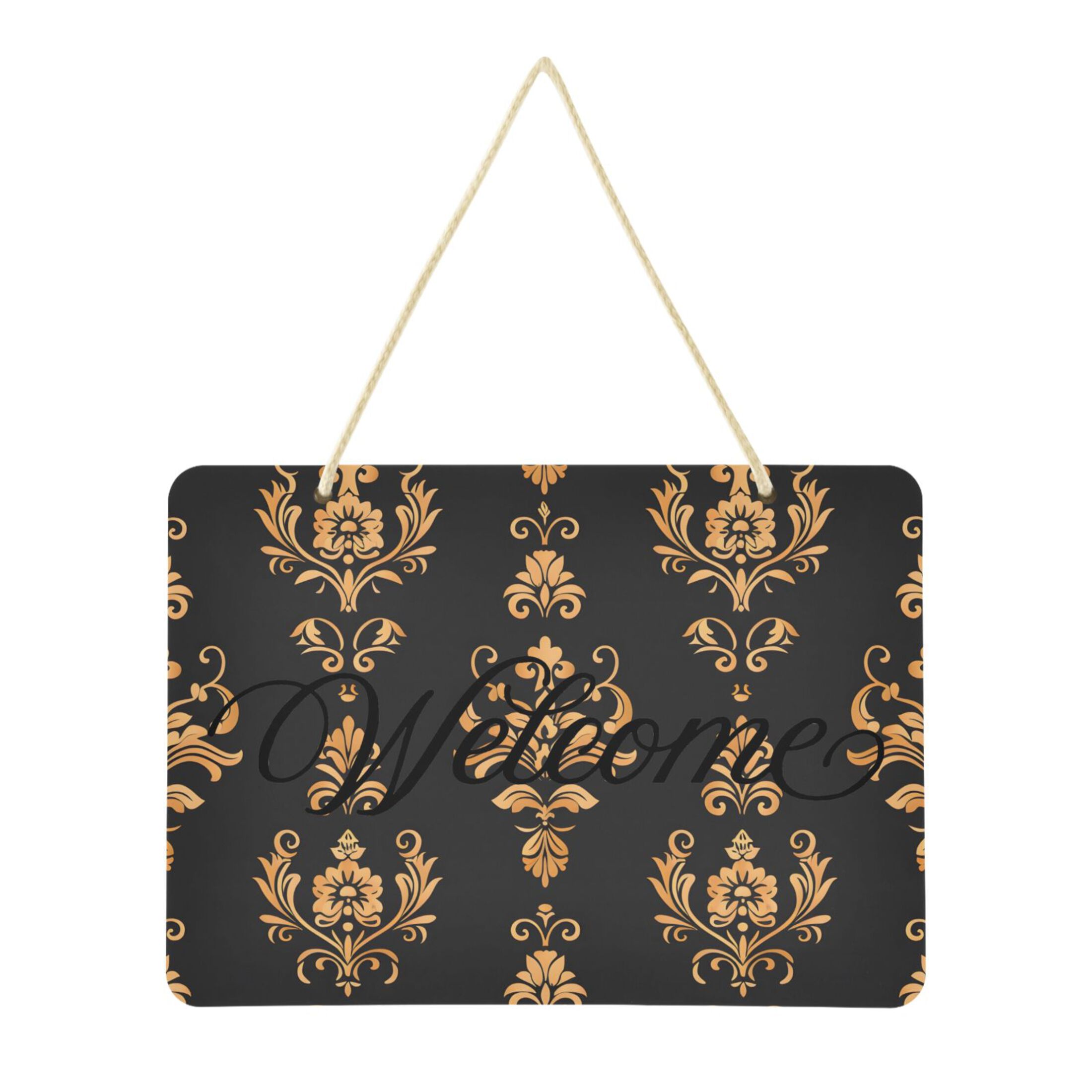 Luxury Floral Damask Welcome Sign Front Door PVC 14x10 inch Hanger ...