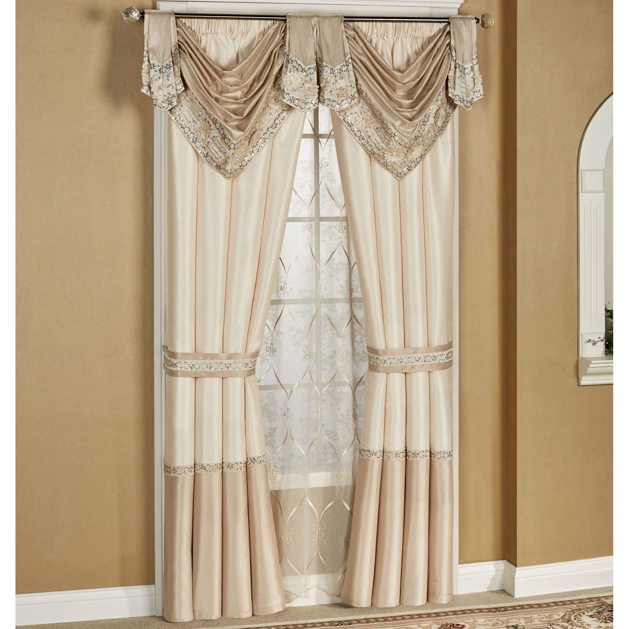 Stylemaster Fiesta Faux Silk Grommet Valance with Sequin Organza Silver ...