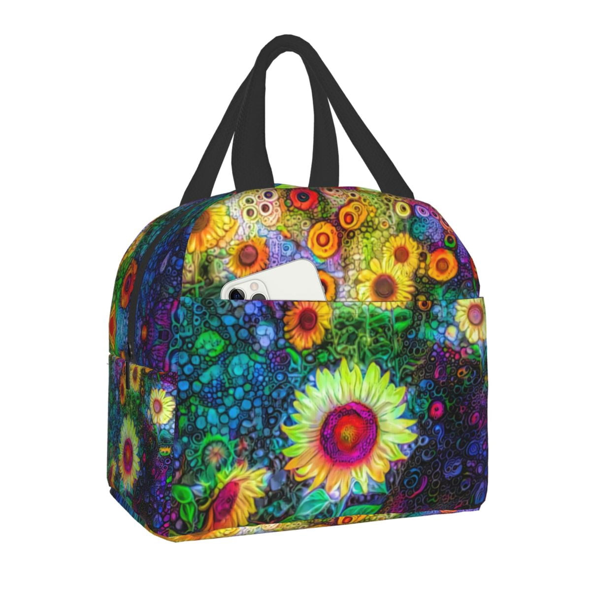 Luxury Flowers Sunflower Lunch Bag Women Cooler Thermal Insulated Daisy ...
