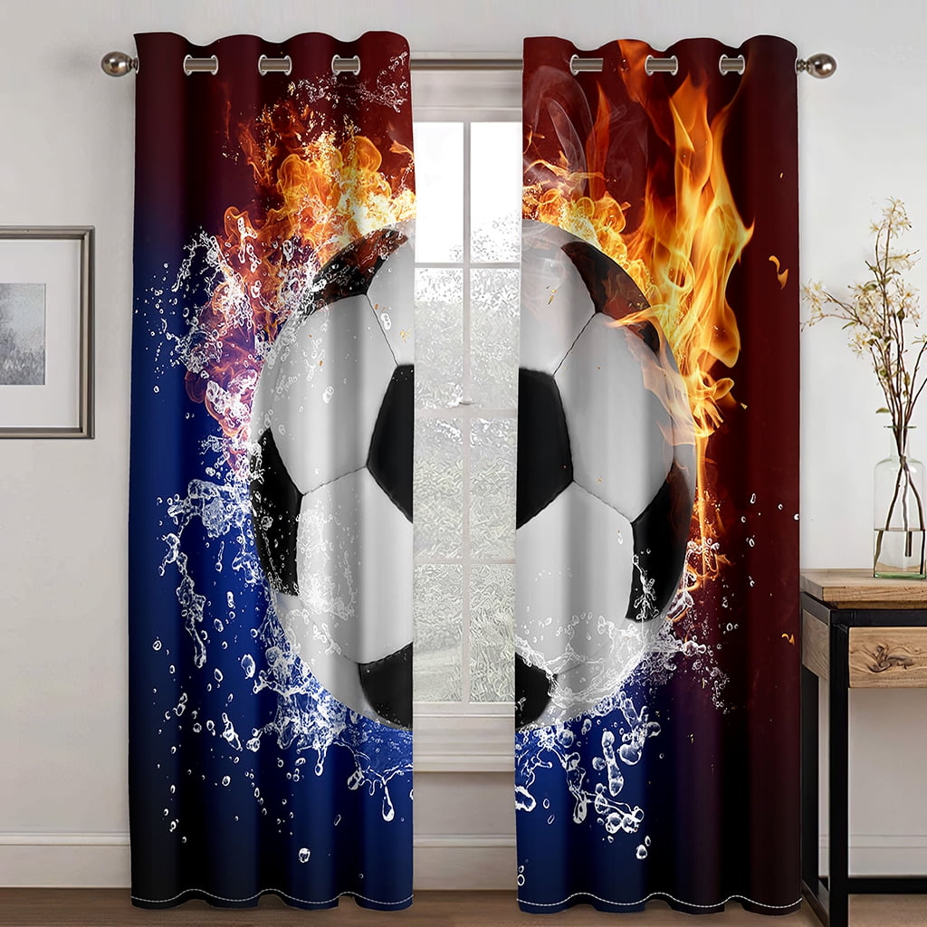 Luxury Football Soccer Cool Children Window Curtains Drapes Blinds for ...