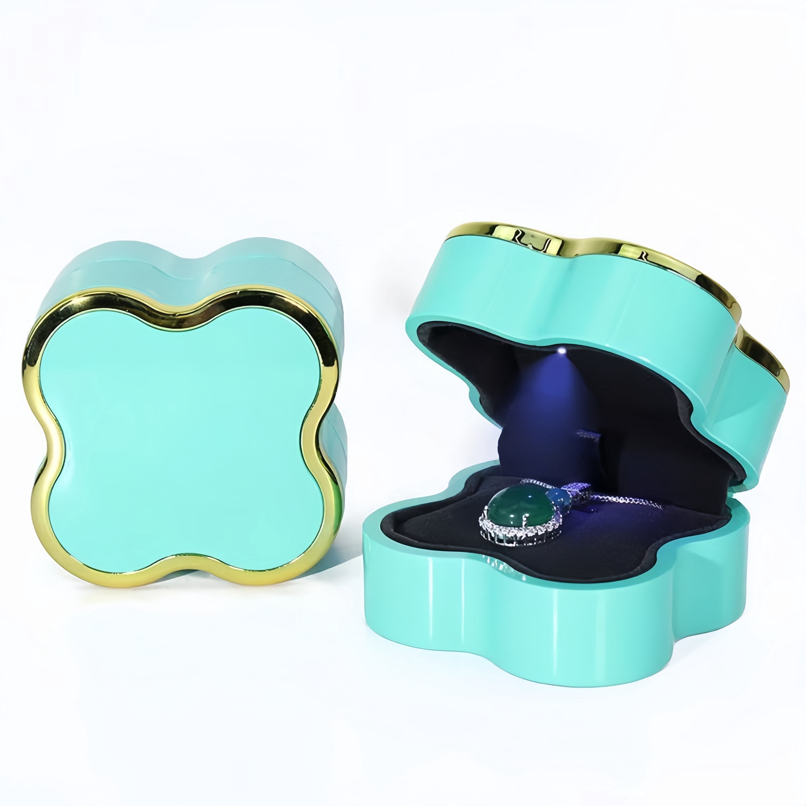 Luxury Four-Leaf Clover Jewelry Box – 3x3 Inch Gift Box with Built-in ...
