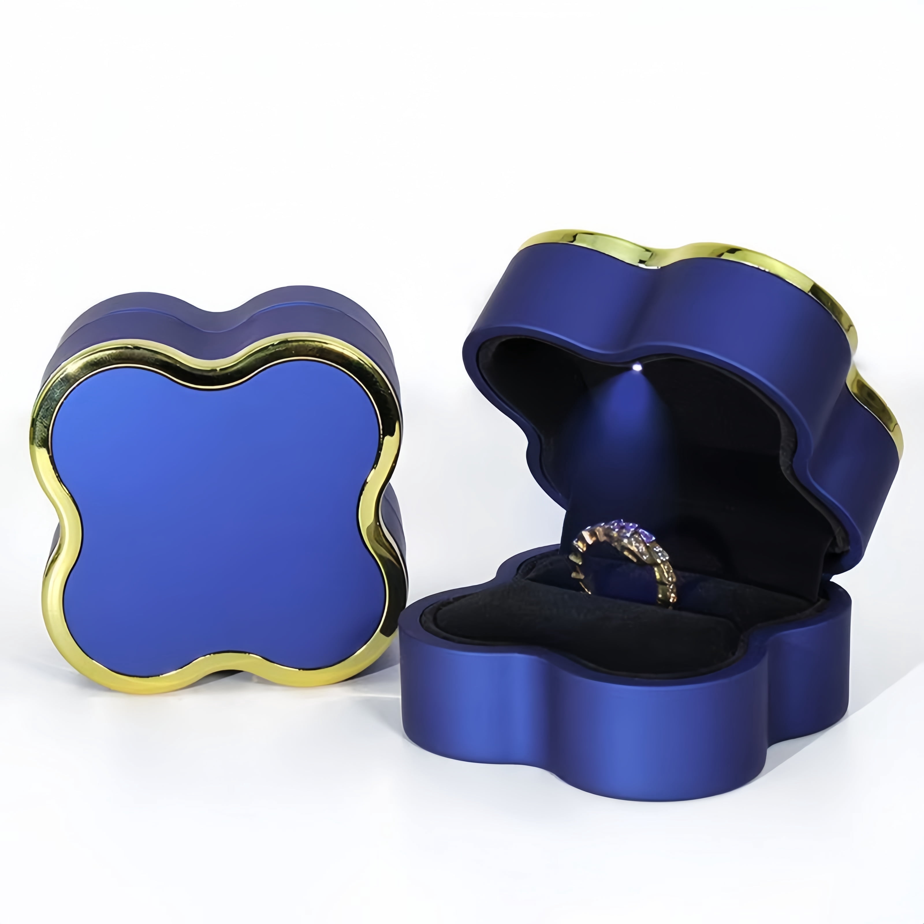 Luxury Four-Leaf Clover Jewelry Box – 3x3 Inch Gift Box with Built-in ...